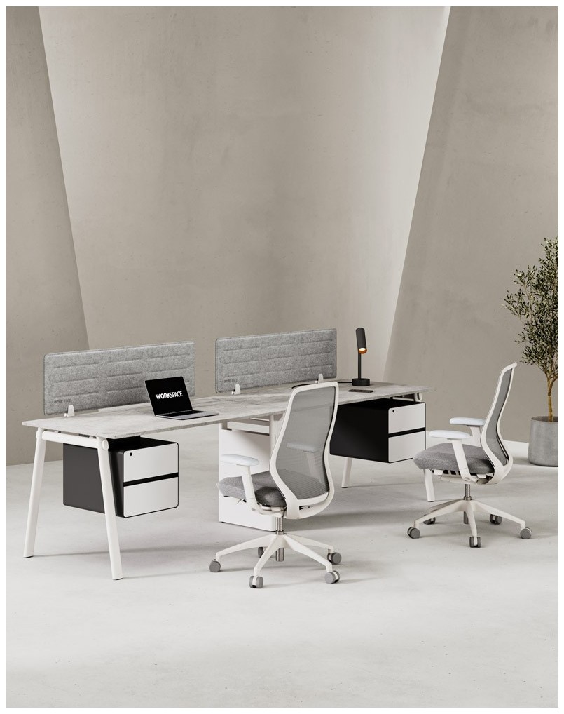 AVA Series Cluster of 2 Single Line Workstation